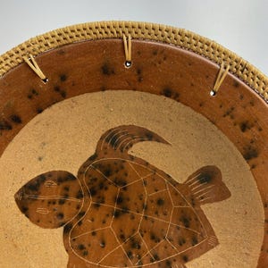 Turtle Design Redware Pottery Basket Weave Edge Trim Collector Bowl 10. ...
