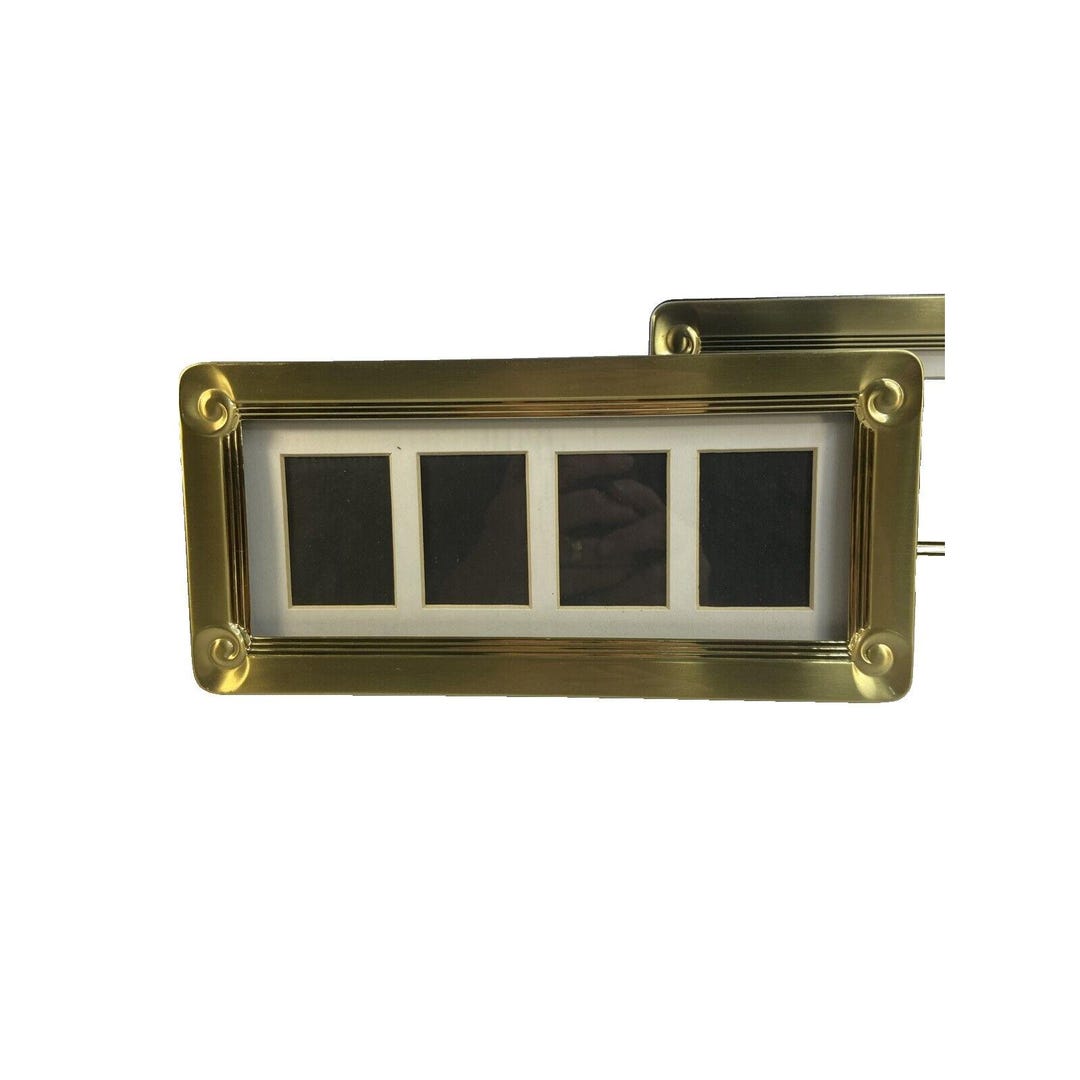 Pair Vintage Gold Metal 4 Picture Frames Matted Stand or Hang Fetco ...