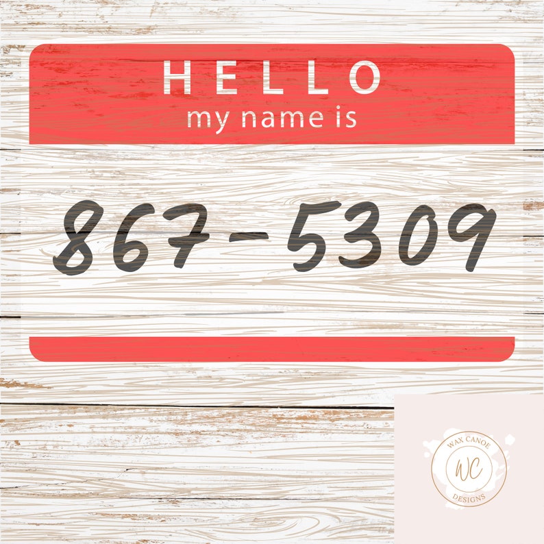 Jenny Svg 8675309 Svg Tommy Tutone Svg My Name is Svg - Etsy Ireland