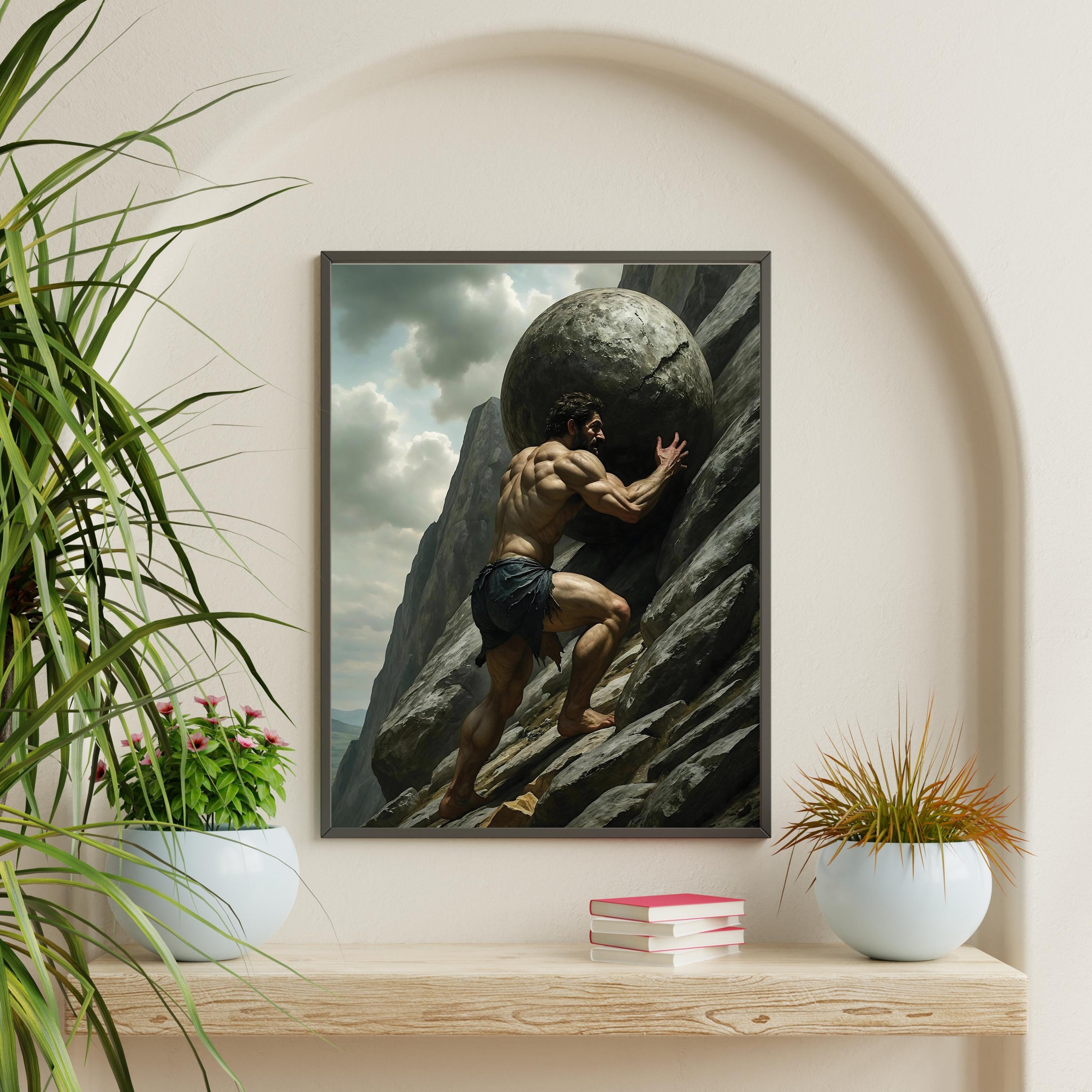 Sisyphus Greek Mythology Art Print: Classical Realism Poster (digital ...