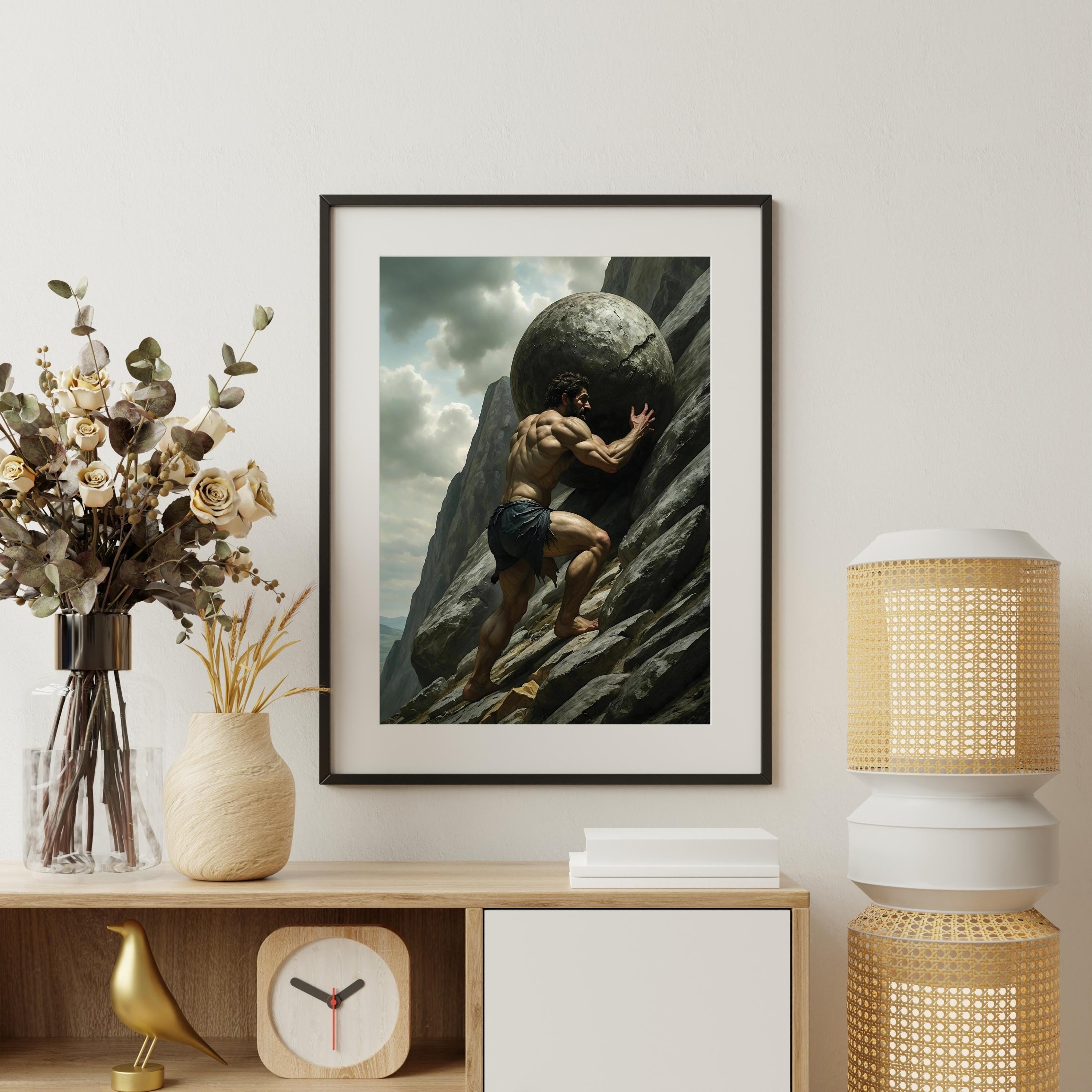 Sisyphus Greek Mythology Art Print: Classical Realism Poster (digital ...