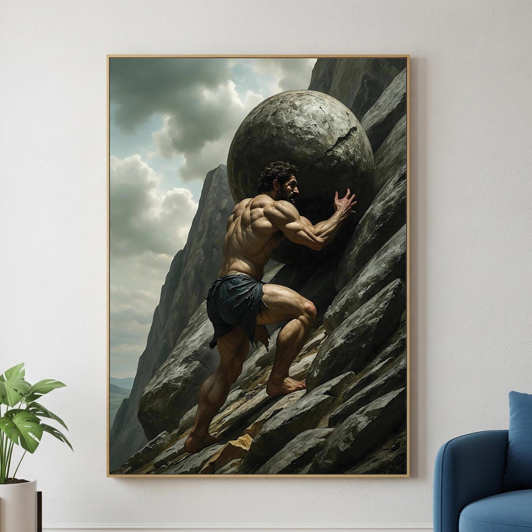 Sisyphus Greek Mythology Art Print: Classical Realism Poster (digital ...