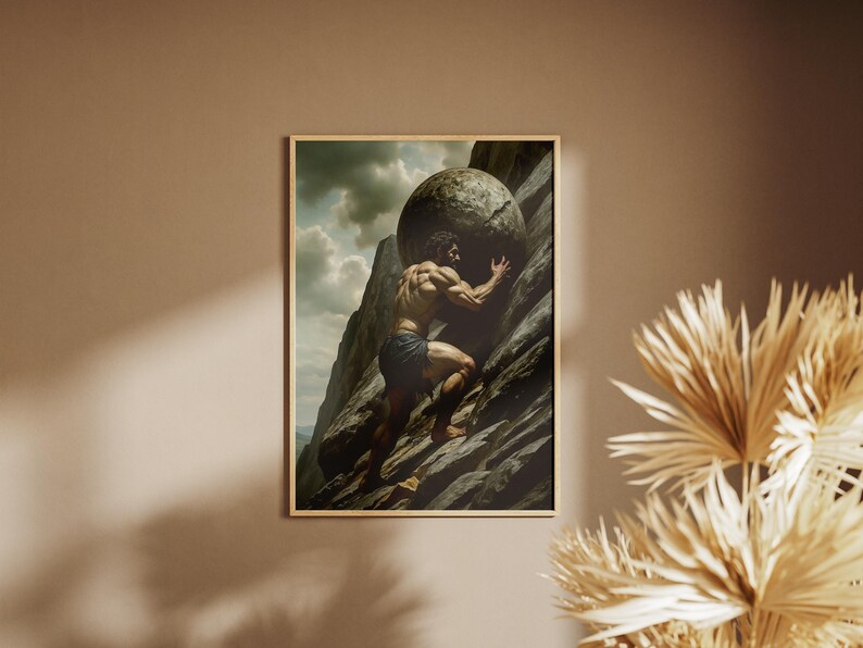 Sisyphus Greek Mythology Art Print: Classical Realism Poster (digital ...