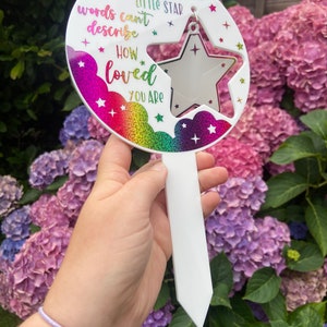Rainbow Sparkle Memorial Grave Marker Gift Stake Twinkle Twinkle Little ...
