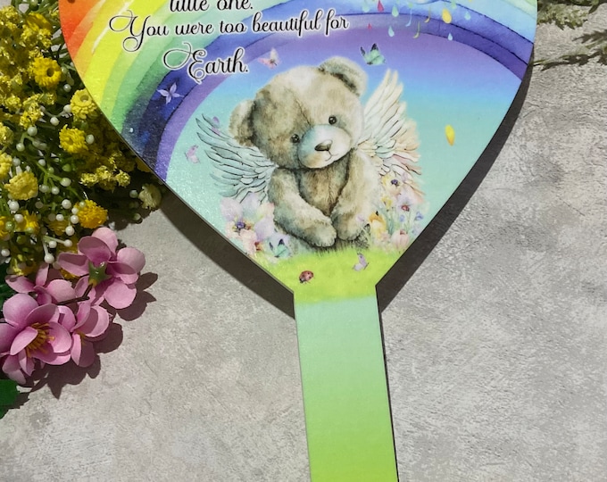 Rainbow Grave Marker| Personalised Baby Memorial Plaque| Baby Girl ...