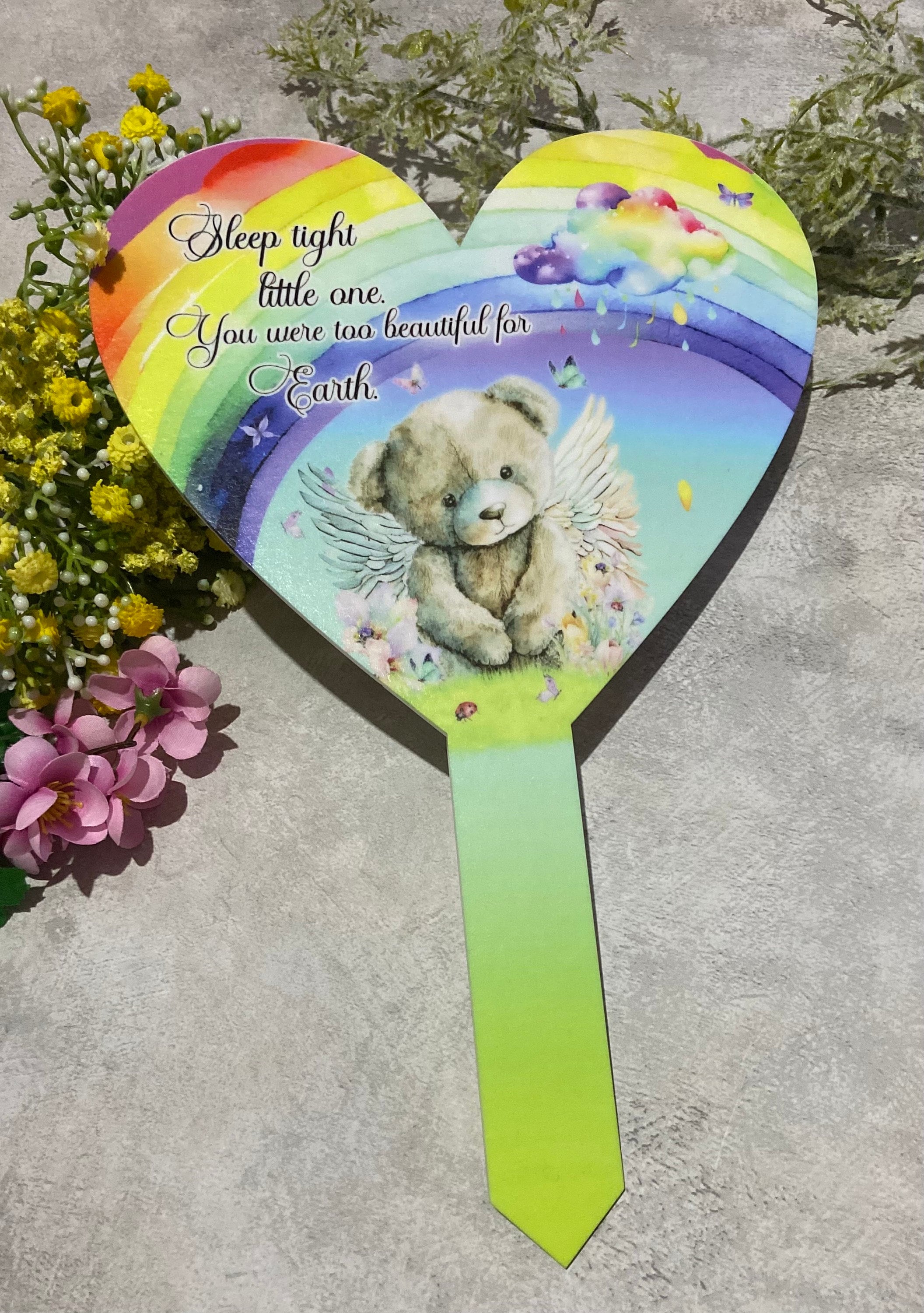 Rainbow Grave Marker Personalised Baby Memorial Plaque Baby Girl & Boy ...