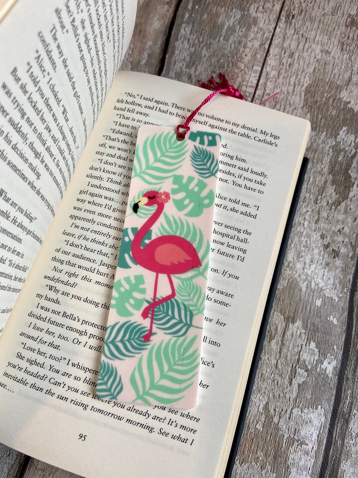 Pink Flamingo Bookmark | Acrylic Bookmark | Bookmark Tassel - Etsy