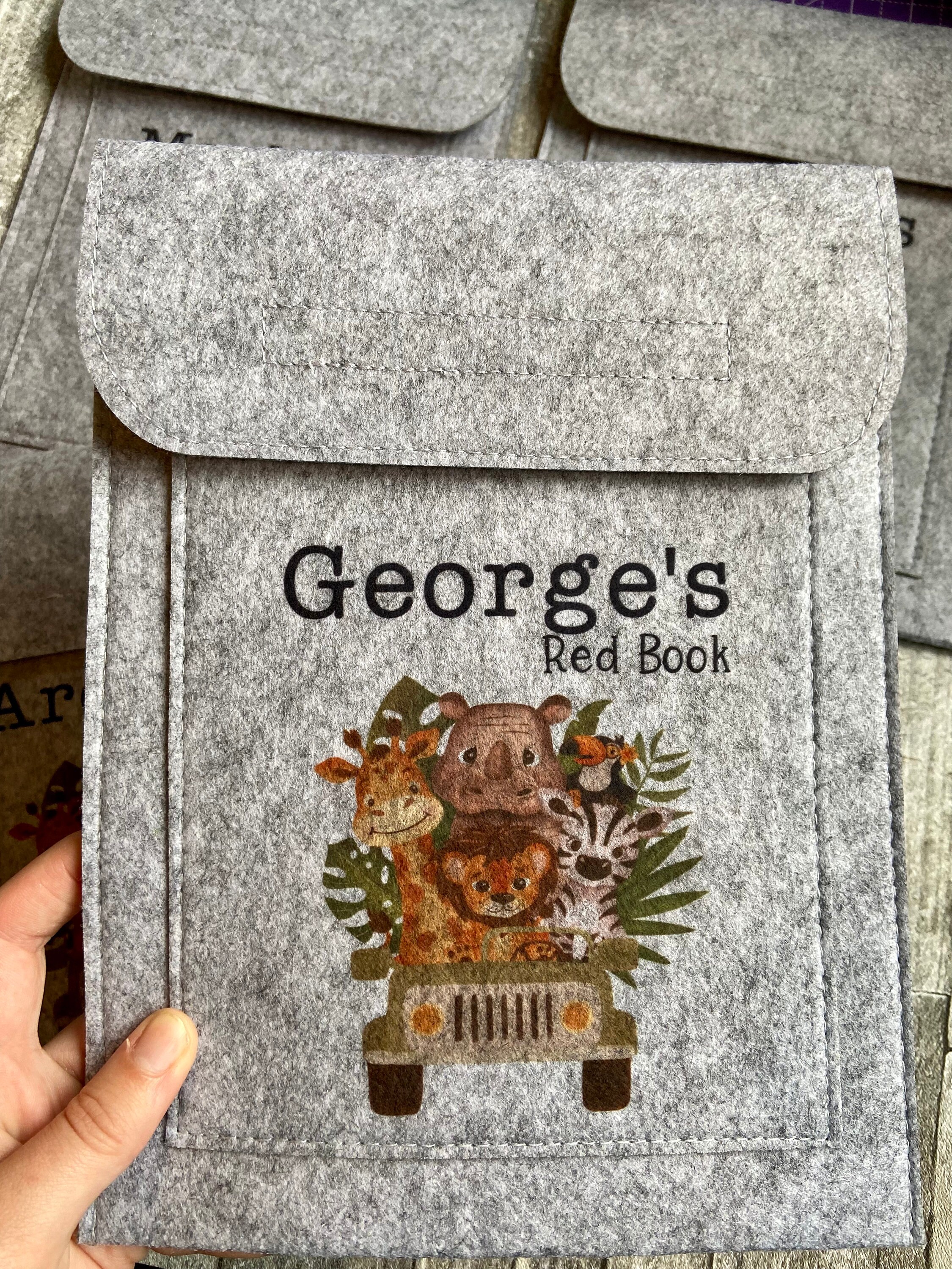 Safari Red Book Personalised Felt Cover / Case Folder for Baby - Etsy UK