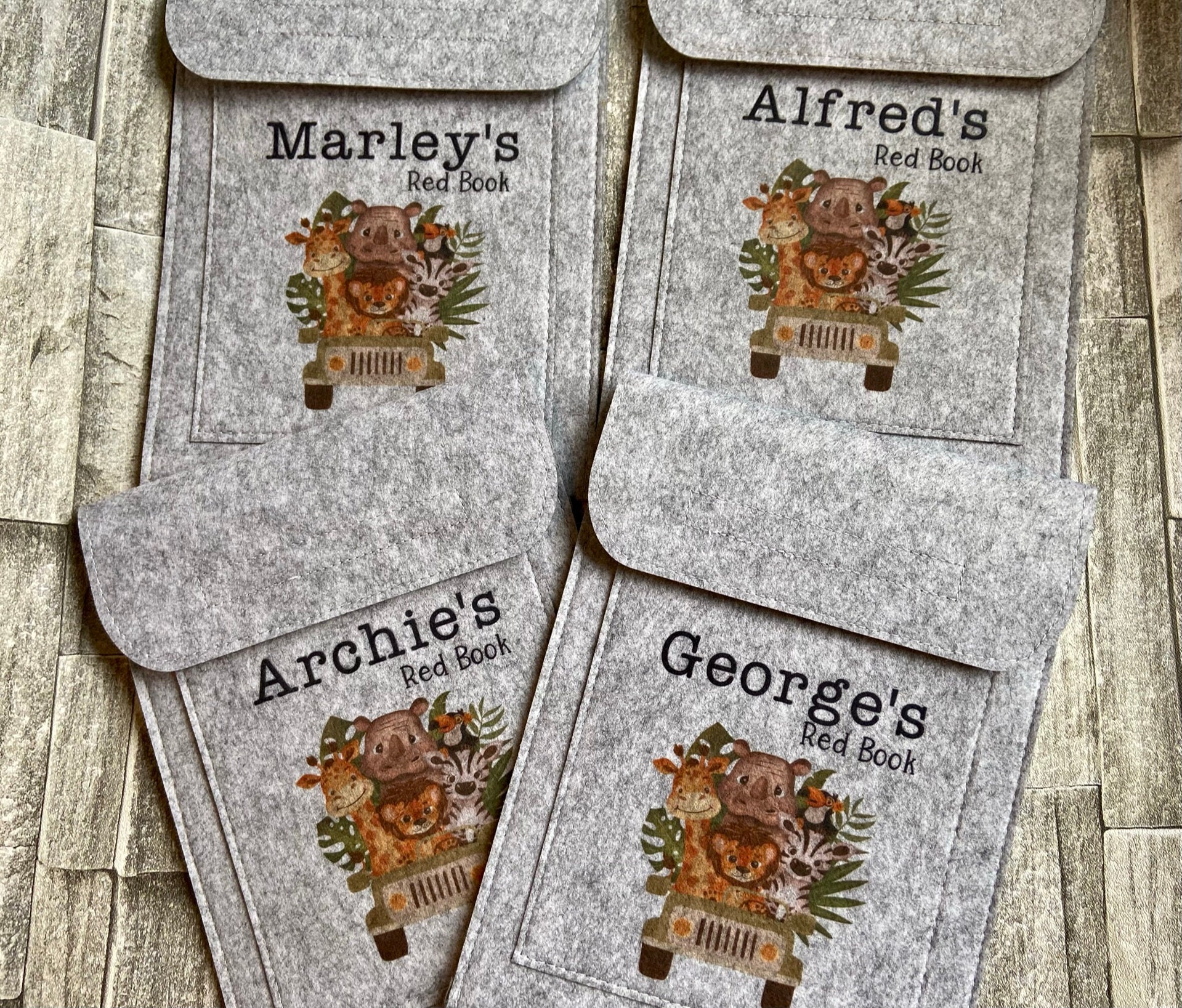 Safari Red Book Personalised Felt Cover / Case Folder for Baby - Etsy UK