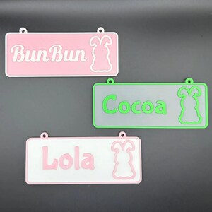 Personalized Rabbit Name Sign, Custom Cage Nameplate, Bunny Pet Tag ...
