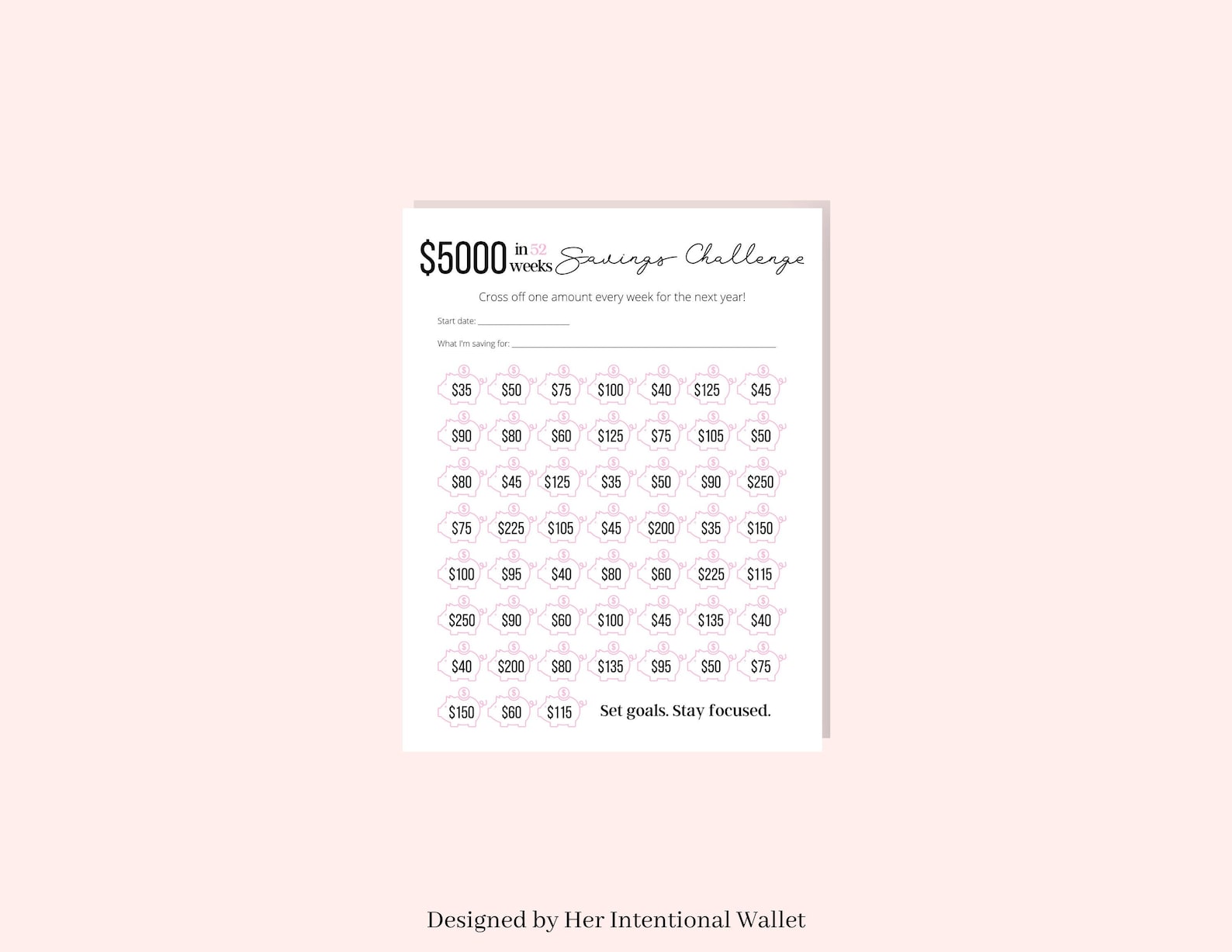 5000 in 1 Year Money Savings Tracker Printable | Money Savings ...