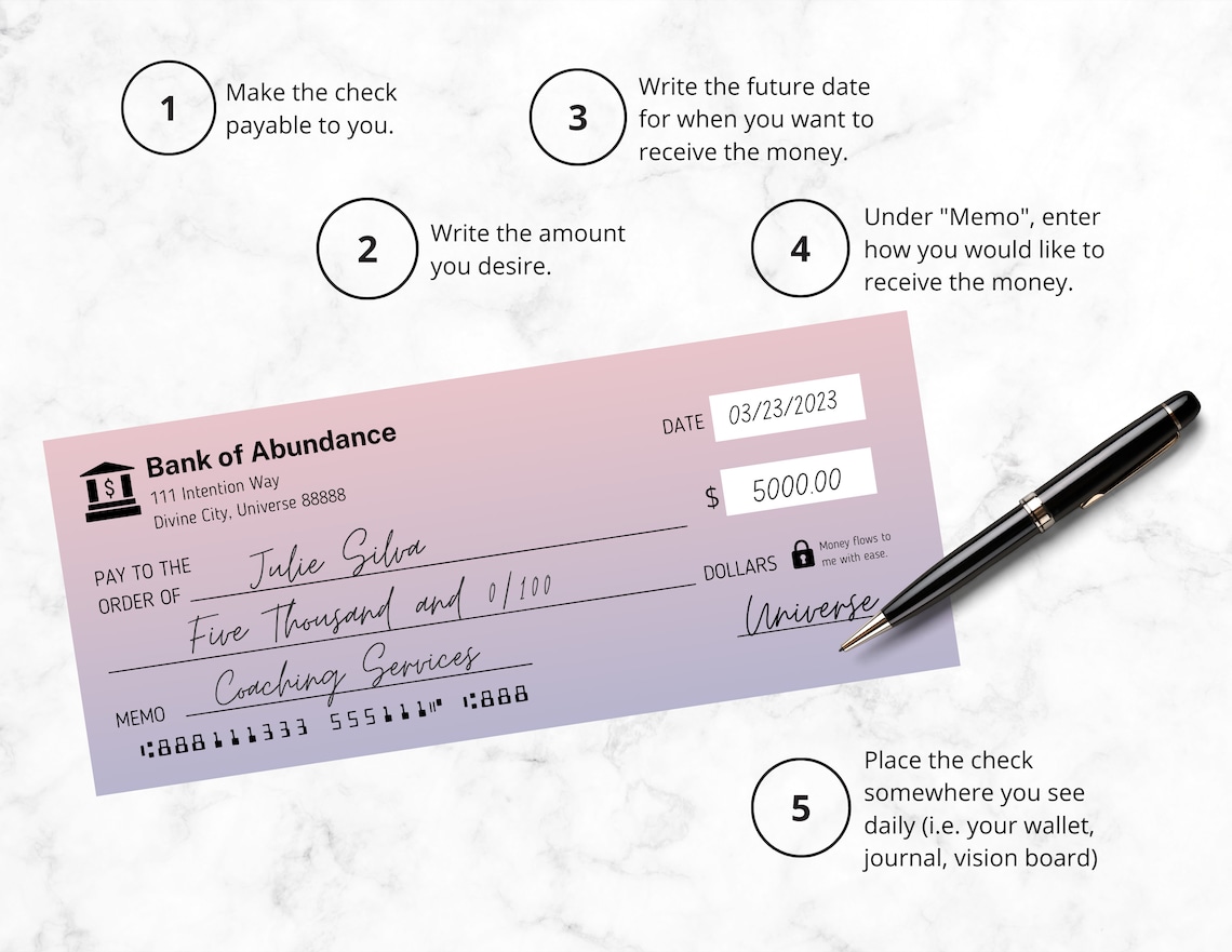 Manifestation Checks Printable | Law of Attraction - Manifestation ...