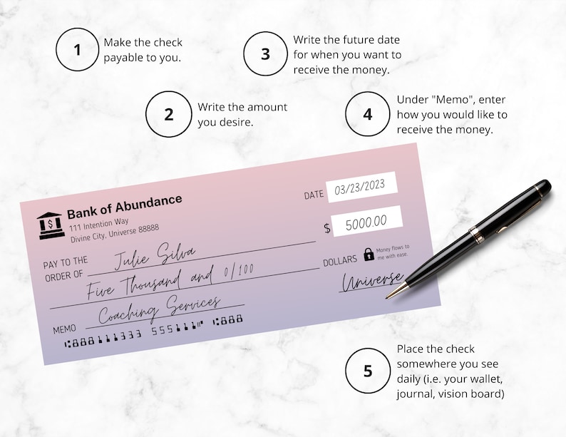 Manifestation Checks Printable | Law of Attraction - Manifestation ...