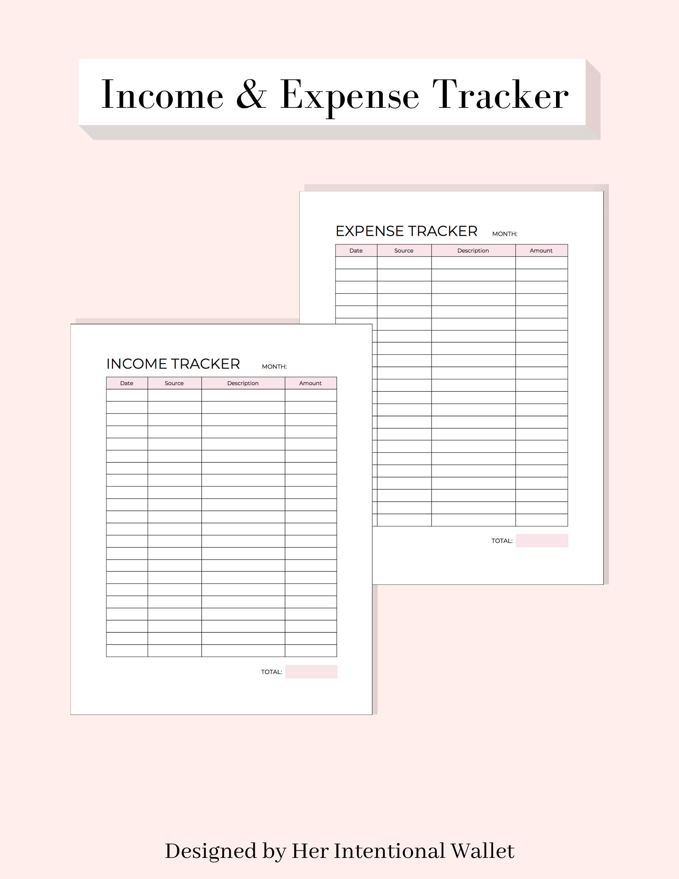 Income and Expense Tracker Printable | Money Tracker | Financial ...