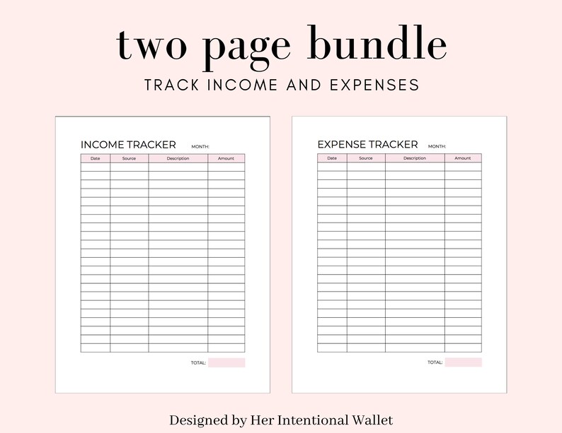 Income and Expense Tracker Printable | Money Tracker | Financial ...