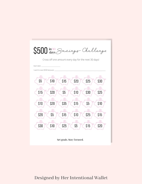 Money Tracker Money Saving Printable Savings Tracker Savings Challenge ...