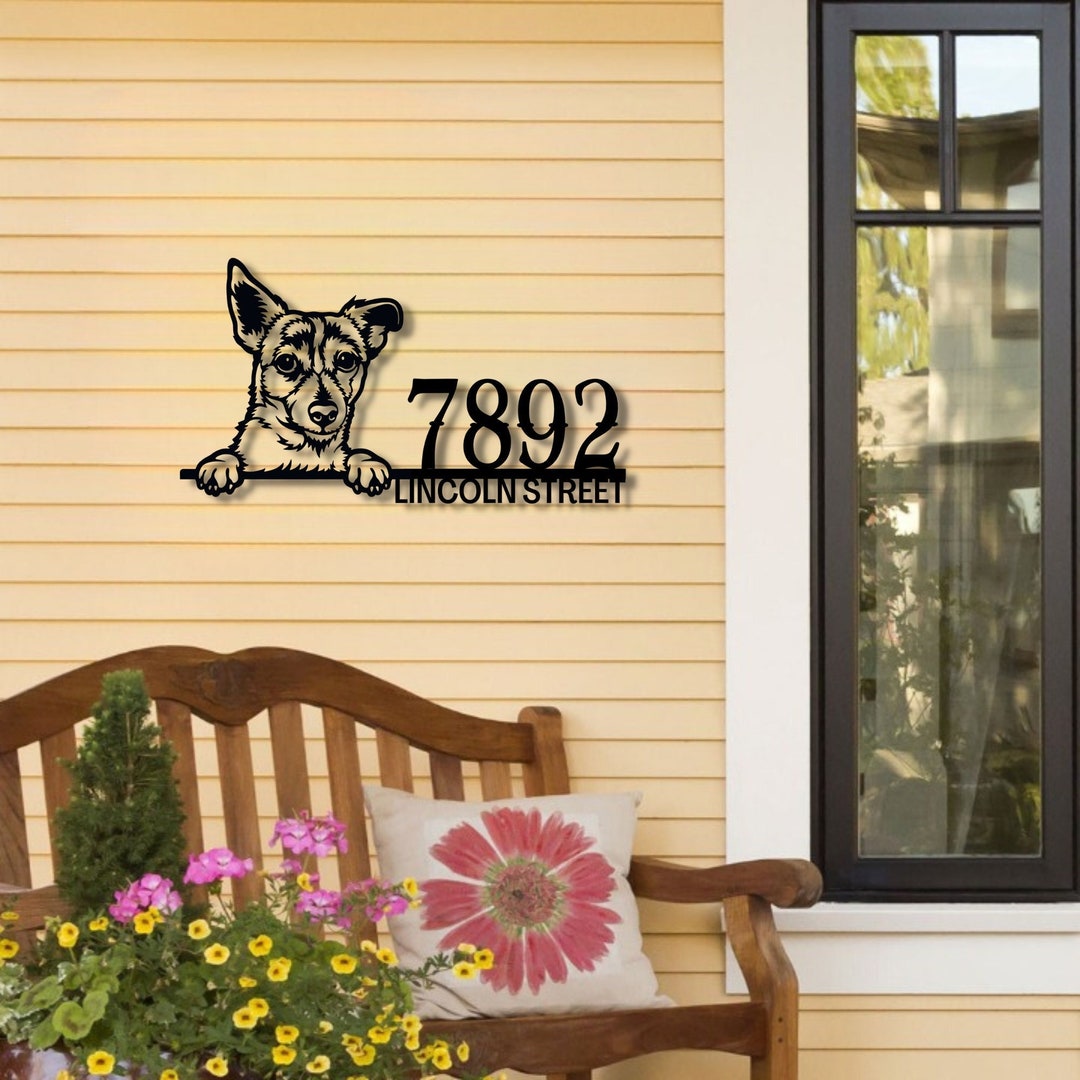 Jack Russell Terrier Metal Address Sign, Metal Door Plaque, Custom ...