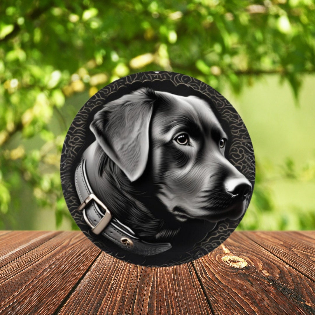 11.8 Round Black Labrador Retriever Sign, Metal Wreath Sign, Front Door ...