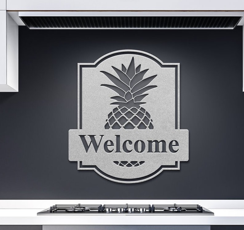 Pineapple Welcome Sign, Metal Welcome Sign, Large Metal Wall Art ...