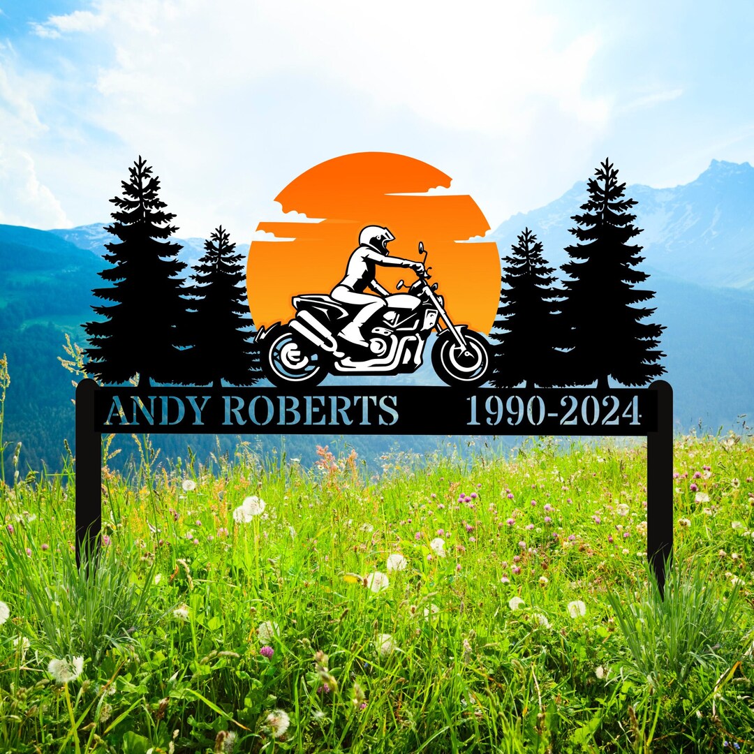 Personalized Motorcycle Memorial Plaque Stake, Memorial Gifts for Loss ...