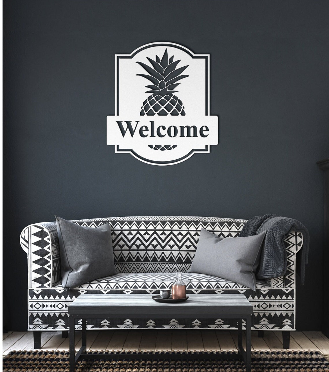 Pineapple Welcome Sign Metal Welcome Sign Large Metal Wall - Etsy