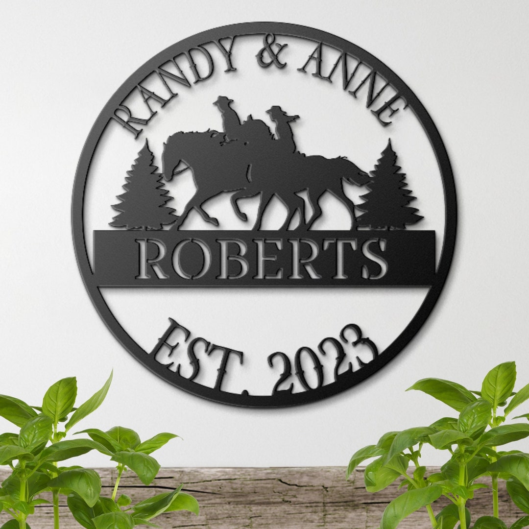 Horse Riding Wedding Sign, Wedding Gift, Last Name Established Sign ...