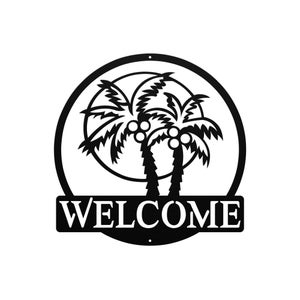Metal Palm Tree Welcome Sign: Tropical Front Porch Decor - Etsy