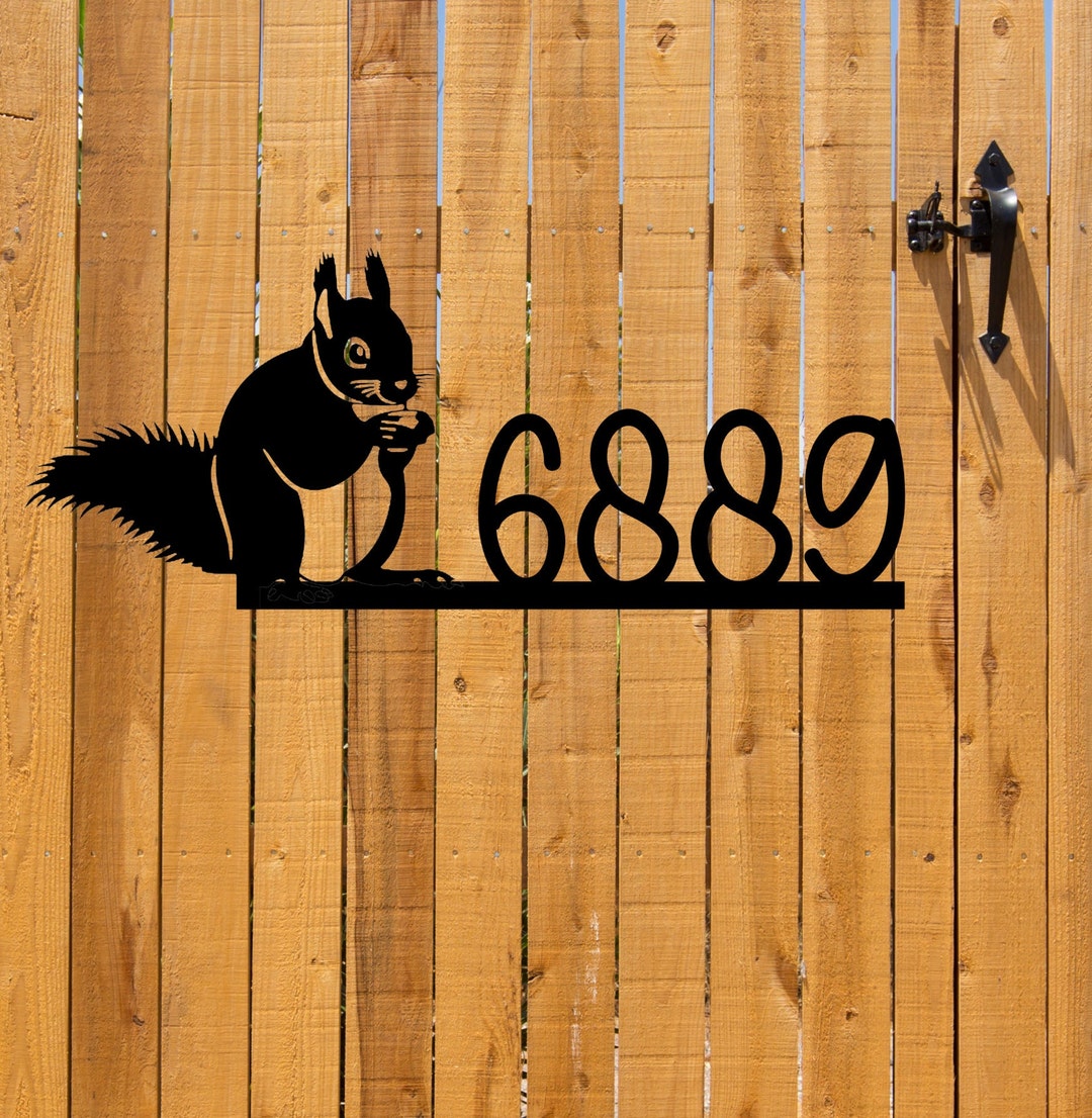 Squirrel Metal House Number Sign, Custom Metal Address Sign, Metal ...