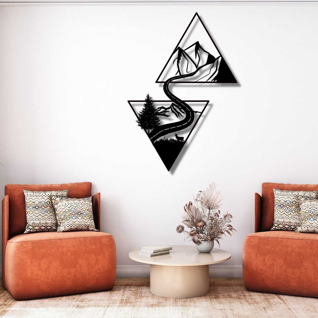 Geometric Mountain Metal Sign Mountain Art Metal Metal - Etsy