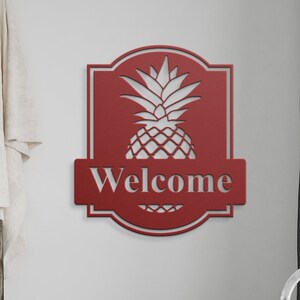 Pineapple Welcome Sign, Metal Welcome Sign, Large Metal Wall Art ...