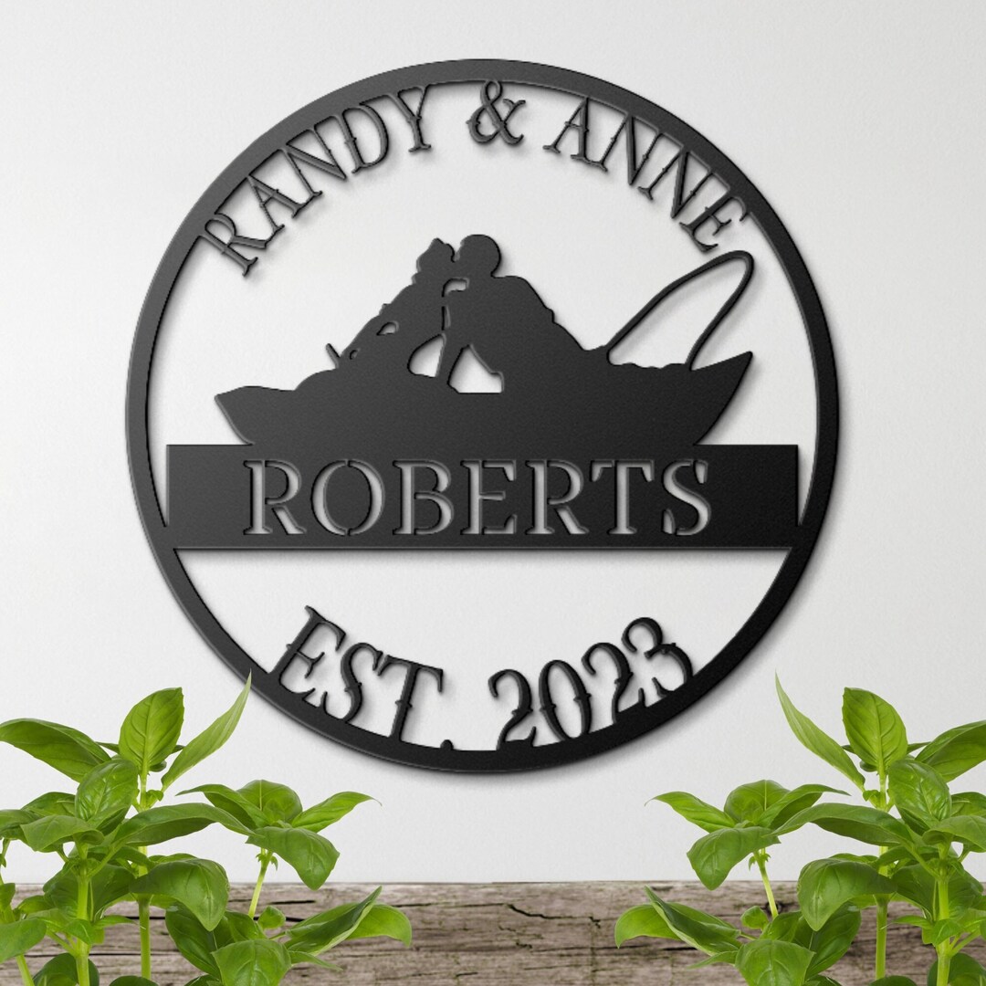 Fishing Wedding Sign, Wedding Gift, Last Name Established Sign, Family ...