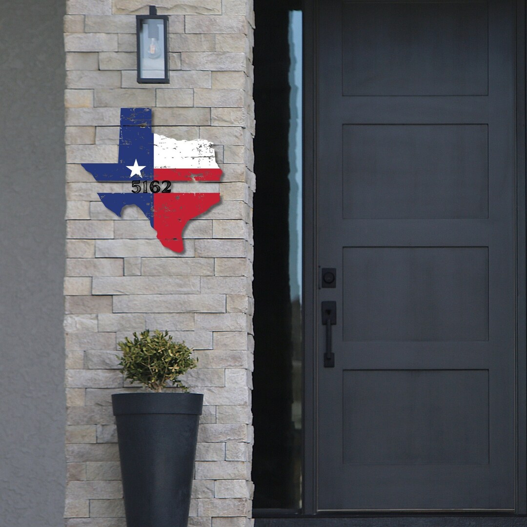 Custom Texas Address Sign, State of Texas Wall Art, Outdoor Patio Metal ...