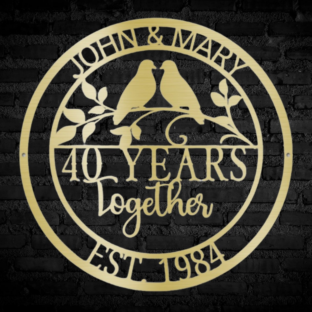 40th Anniversary Gift, Wedding Anniversary Sign, Doves Metal Sign, Ruby ...