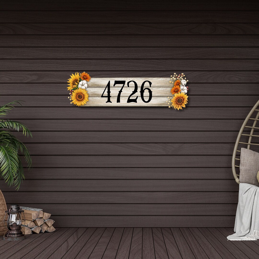 Colorful Sunflower Address Sign, House Numbers Sign, Outdoor Patio ...