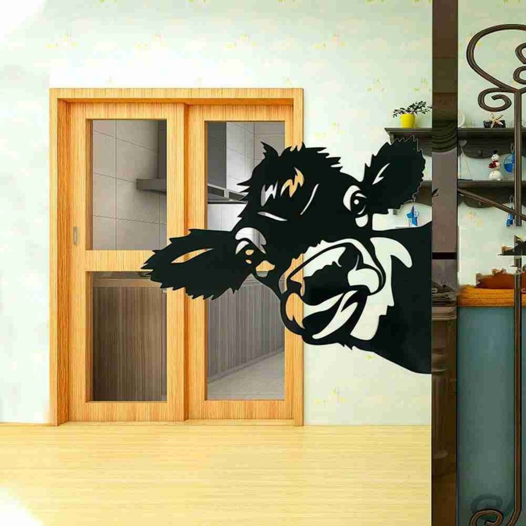 Cow Yard Art, Farmhouse Decor, Cow Door Hanger, Cow Farm Sign, Metal ...