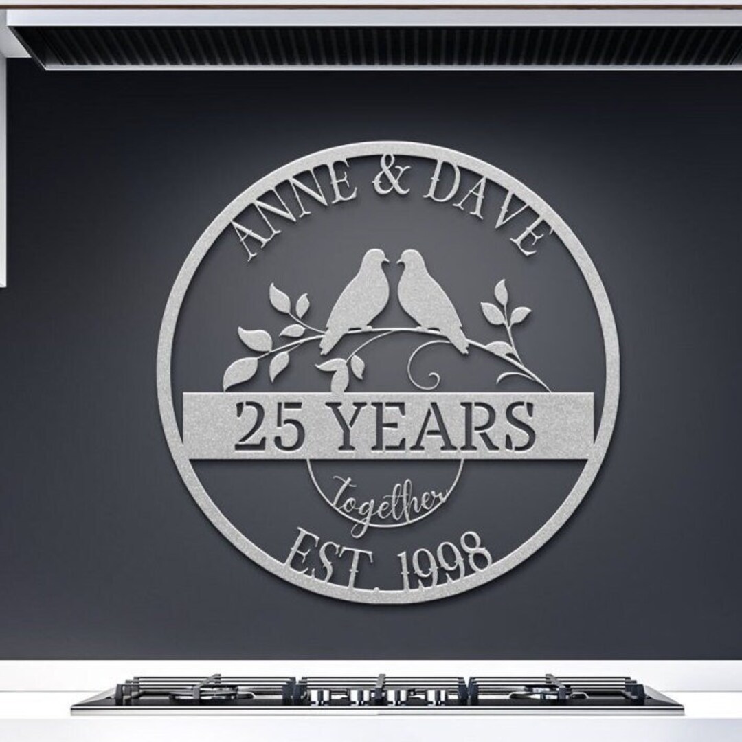 Personalized 25th Anniversary Metal Sign: Wedding Doves Monogram - Etsy