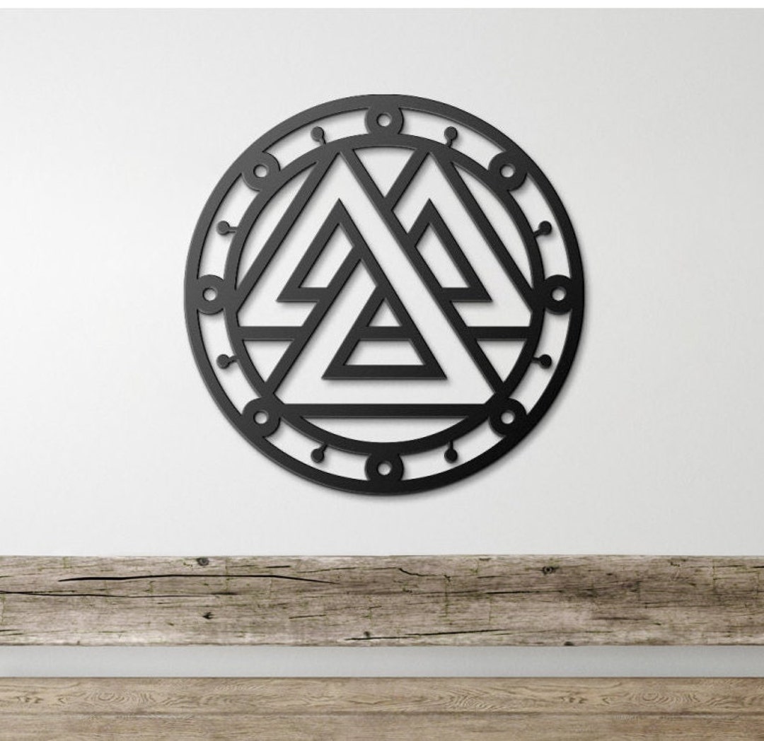 Viking Metal Wall Art, Valknut Symbol Metal Sign, Viking Sign Decor ...