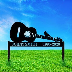 Personalized Guitar Memorial Plaque Stake, Memorial Gifts for Loss of ...