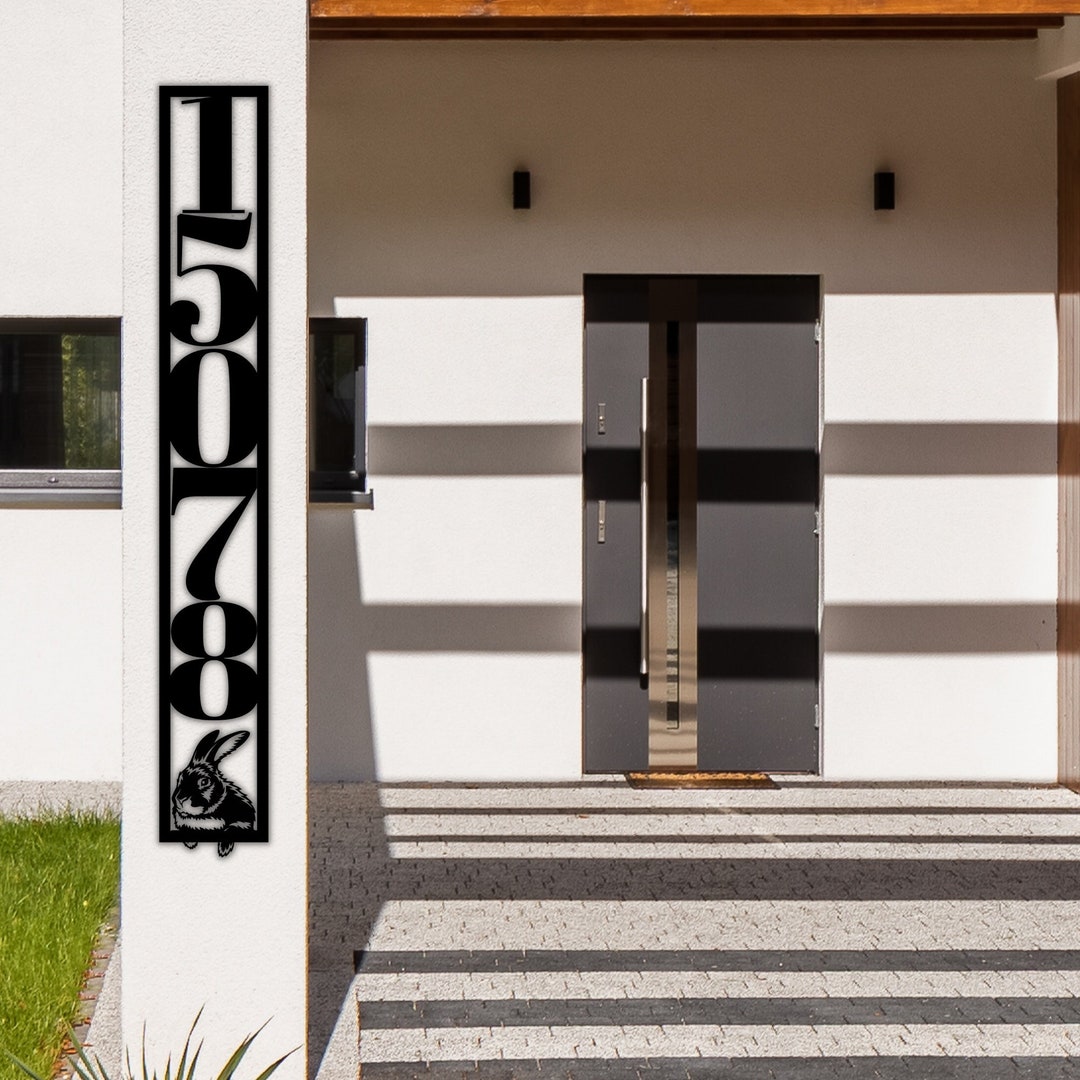 Vertical Metal Address Sign, Custom Address Sign, House Numbers Metal ...