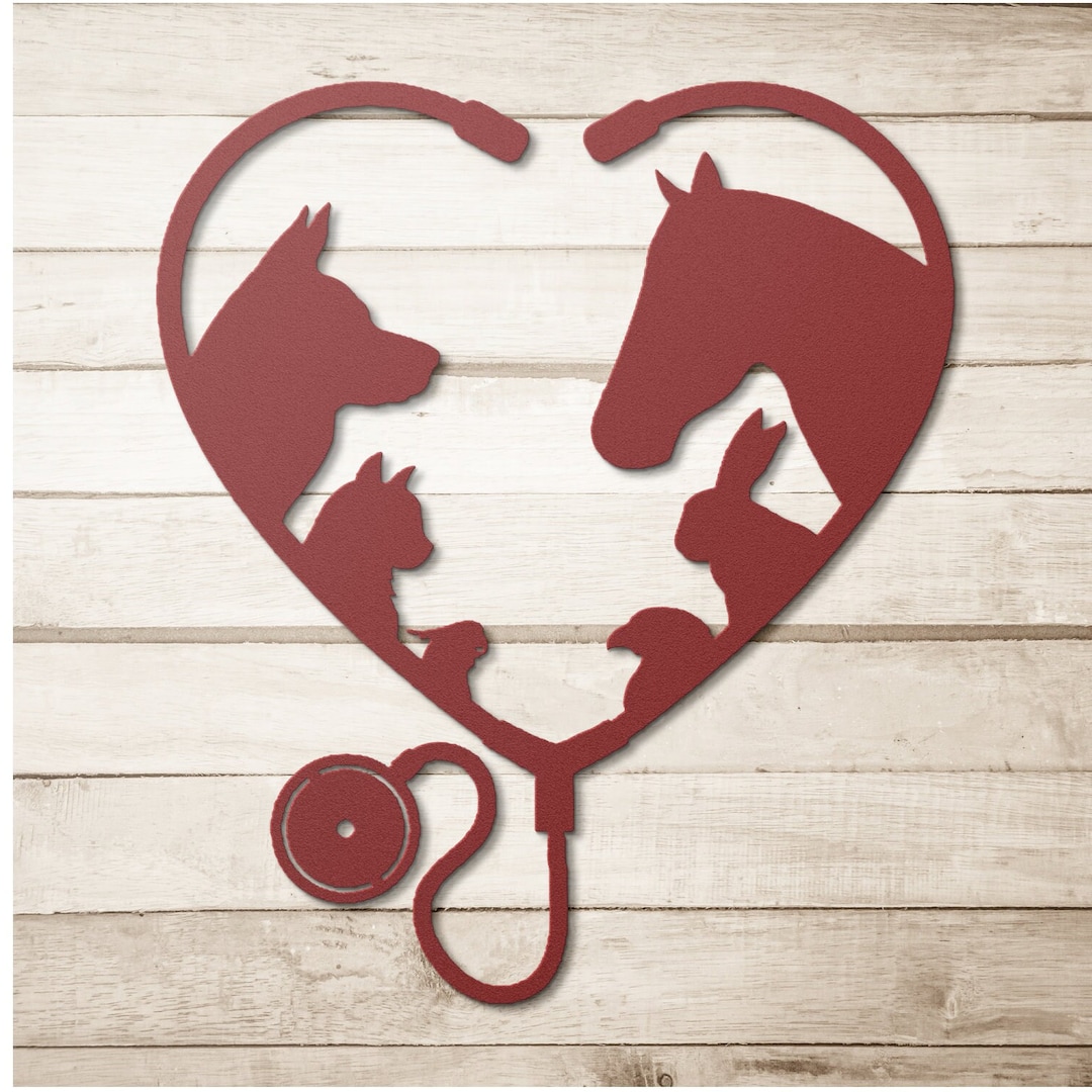 Red Veterinary Clinic Metal Sign, Veterinary Gift, Personalized Vet ...