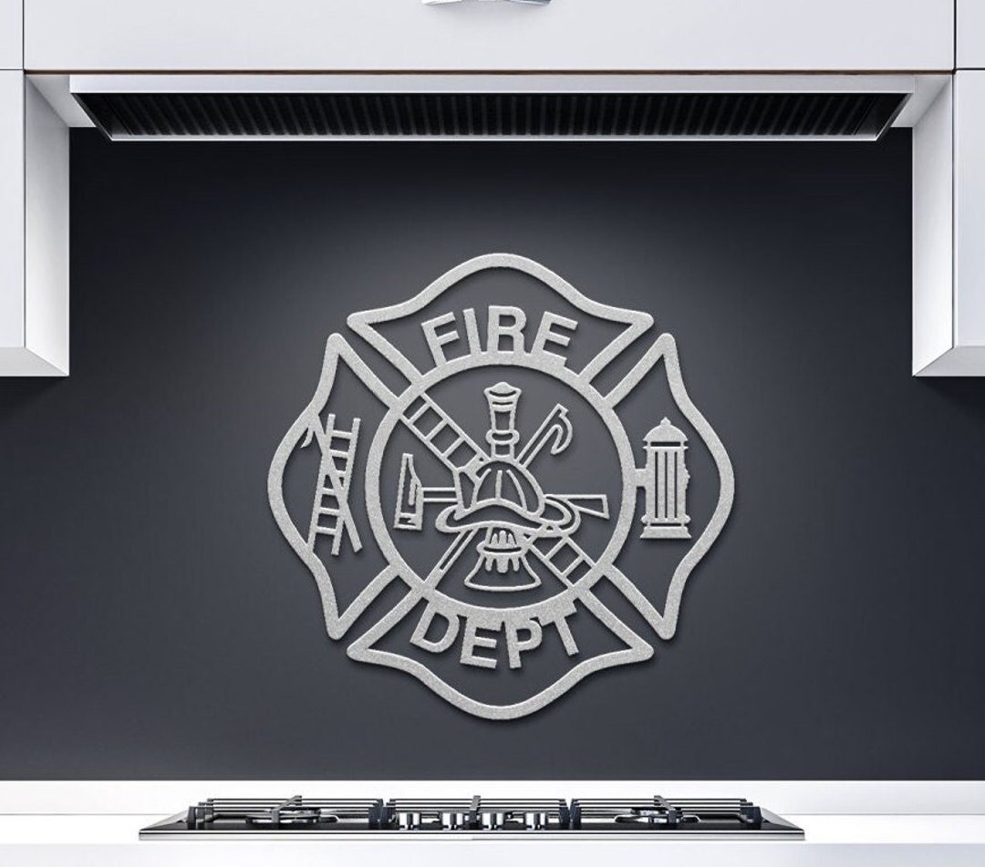 Fireman Metal Sign, Fireman Gift, Maltese Cross Decor, Wall Hanging ...