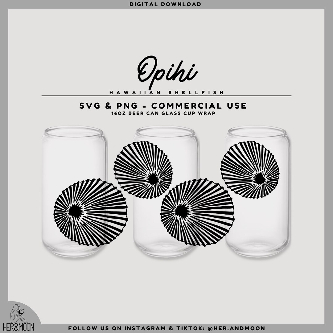 OPIHI SVG for 16oz Libbey Beer Can Glass Cup, Hawaiian Shellfish Design ...