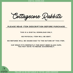 Cottagecore Rabbits SVG for Libbey Beer Can Glass Cups, Cottagecore SVG ...