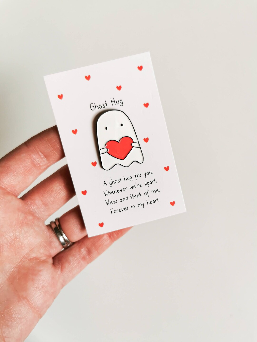 Ghost Hug Pin Badge, Ghost, Ghost Hug, Love You, Miss You, Pin Badge ...