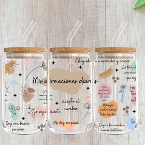 Daily Affirmation in Spanish Glass Cup Wrap 16oz Digital Download - Etsy