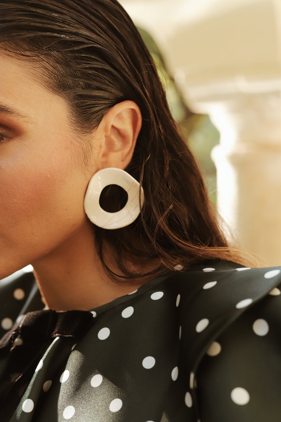 White ceramic earrings store