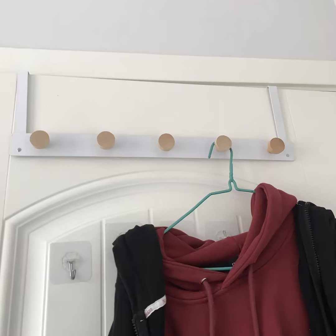 5 Hooks Door Back Hook, Door Back Cloth Hanger, Key Bag Hanging, Closet ...