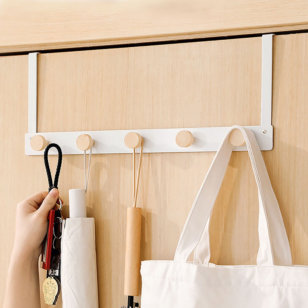 5 Hooks Door Back Hook, Door Back Cloth Hanger, Key Bag Hanging, Closet ...