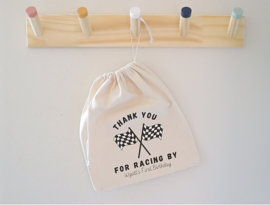 Race Car Party Favor Bag Drawstring Gift Bag Personalized Kids Party ...