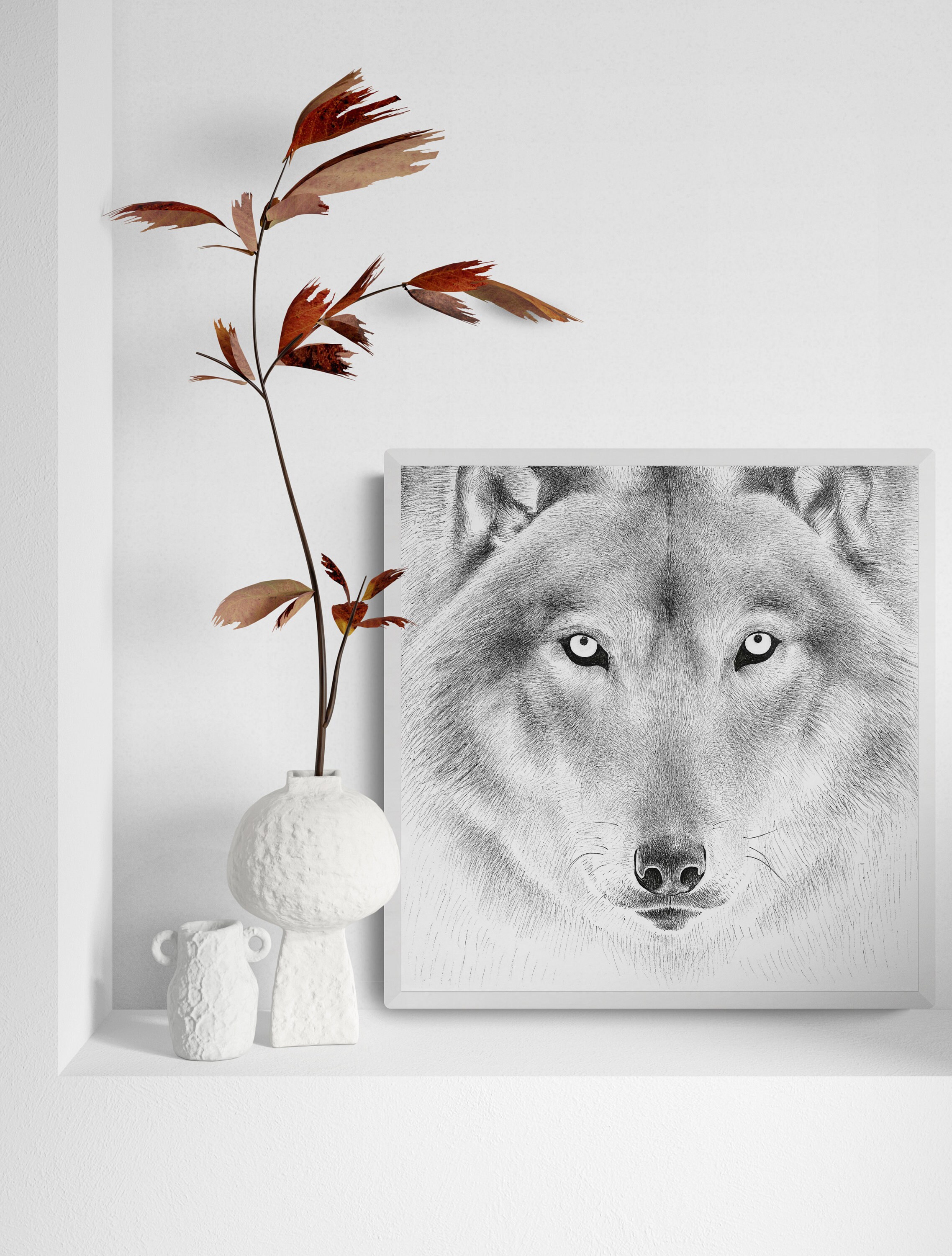 Wolf Art Print / Wolf Wall Décor / Wolf Poster / Wolf Drawing / Pen ...